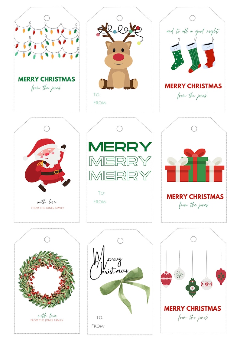 DIGITAL Customizable Christmas Gift Tags - Personalized - Etsy
