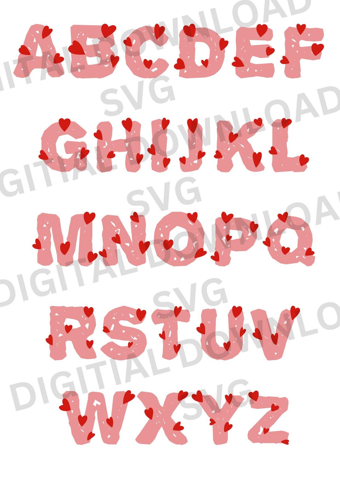 Valentines Day Alphabet - Heart Letters - A-Z - SVG - Etsy