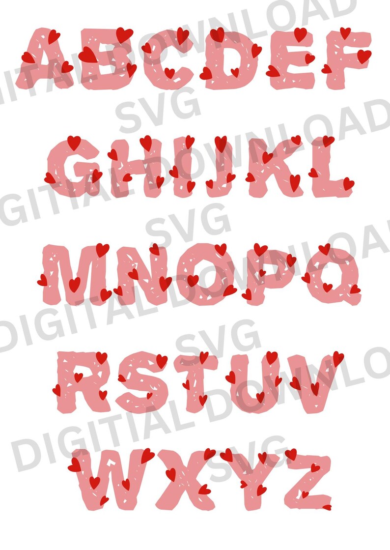 Valentines Day Alphabet - Heart Letters - A-Z - SVG - Etsy