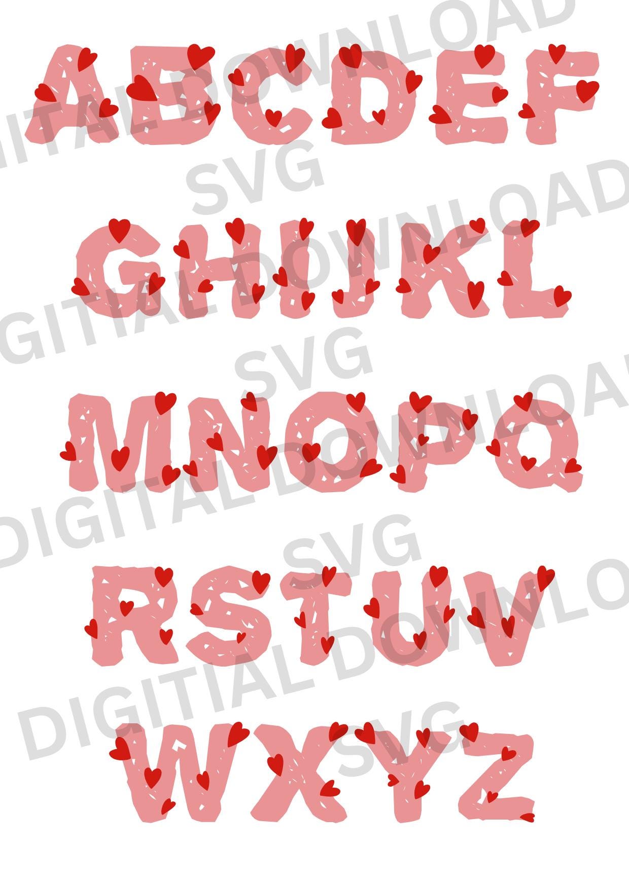 Valentines Day Alphabet - Heart Letters - A-Z - SVG - Etsy