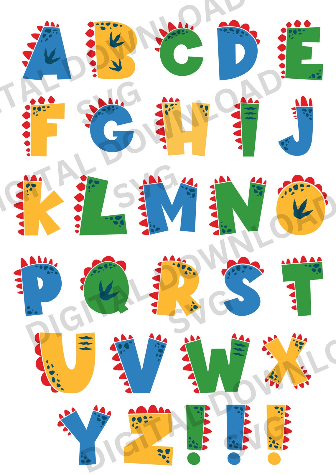 Dino Letters A-Z - SVG - Instant Download - Etsy