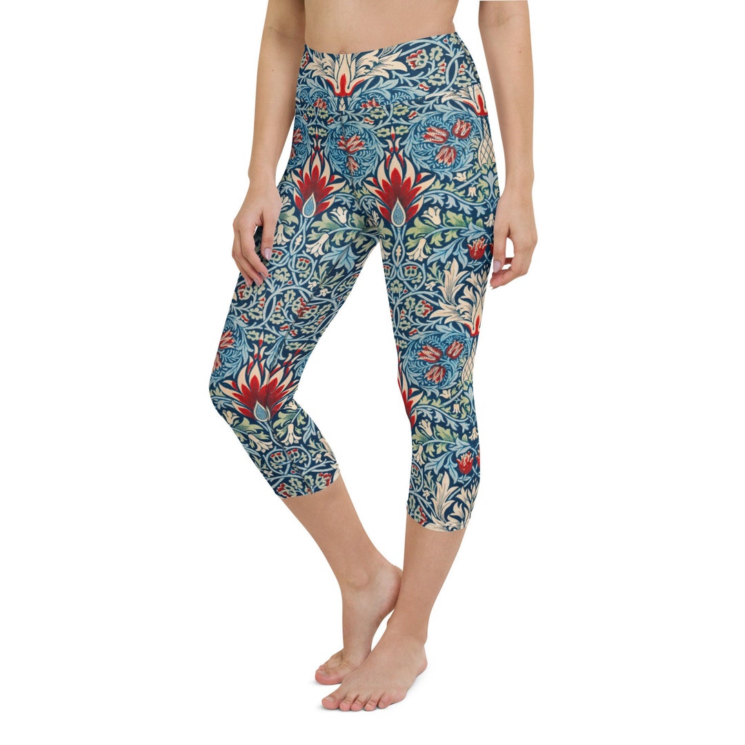 William Morris Snakeshead Print Yoga Capris, Capri Pants, Yoga Pants ...