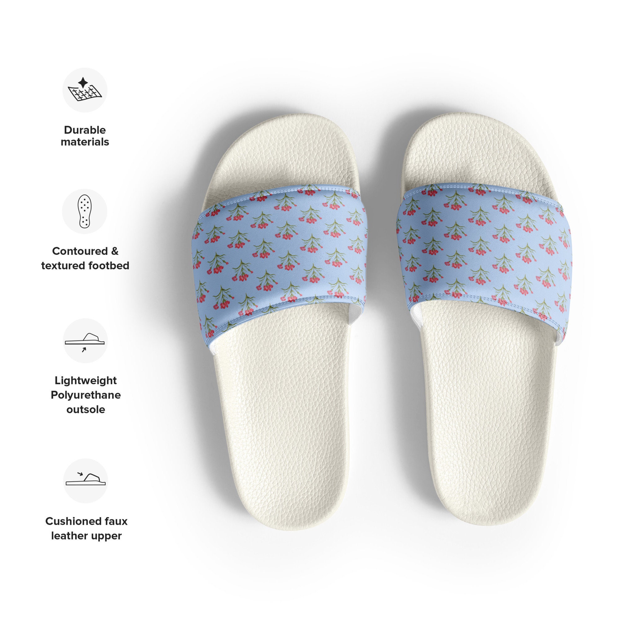 Pink Flowers Women's Slides - Etsy