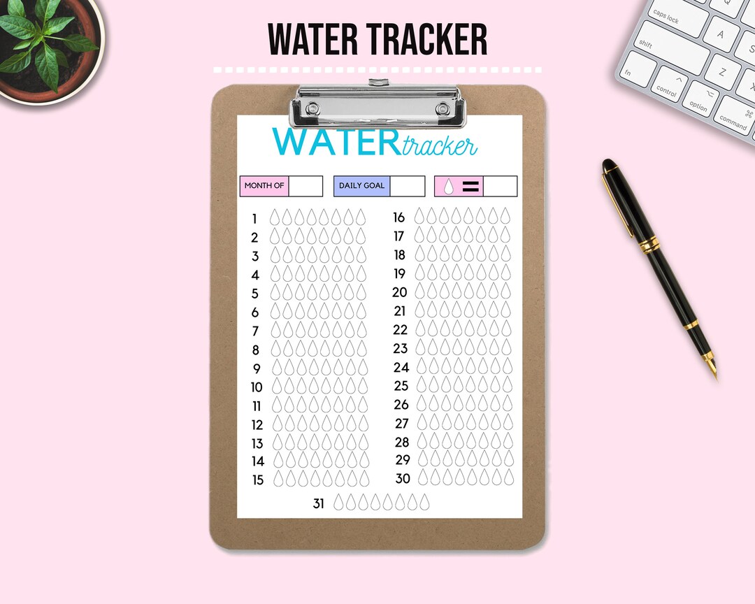 Water Tracker Printable Monthly Water Intake Tracker - Etsy
