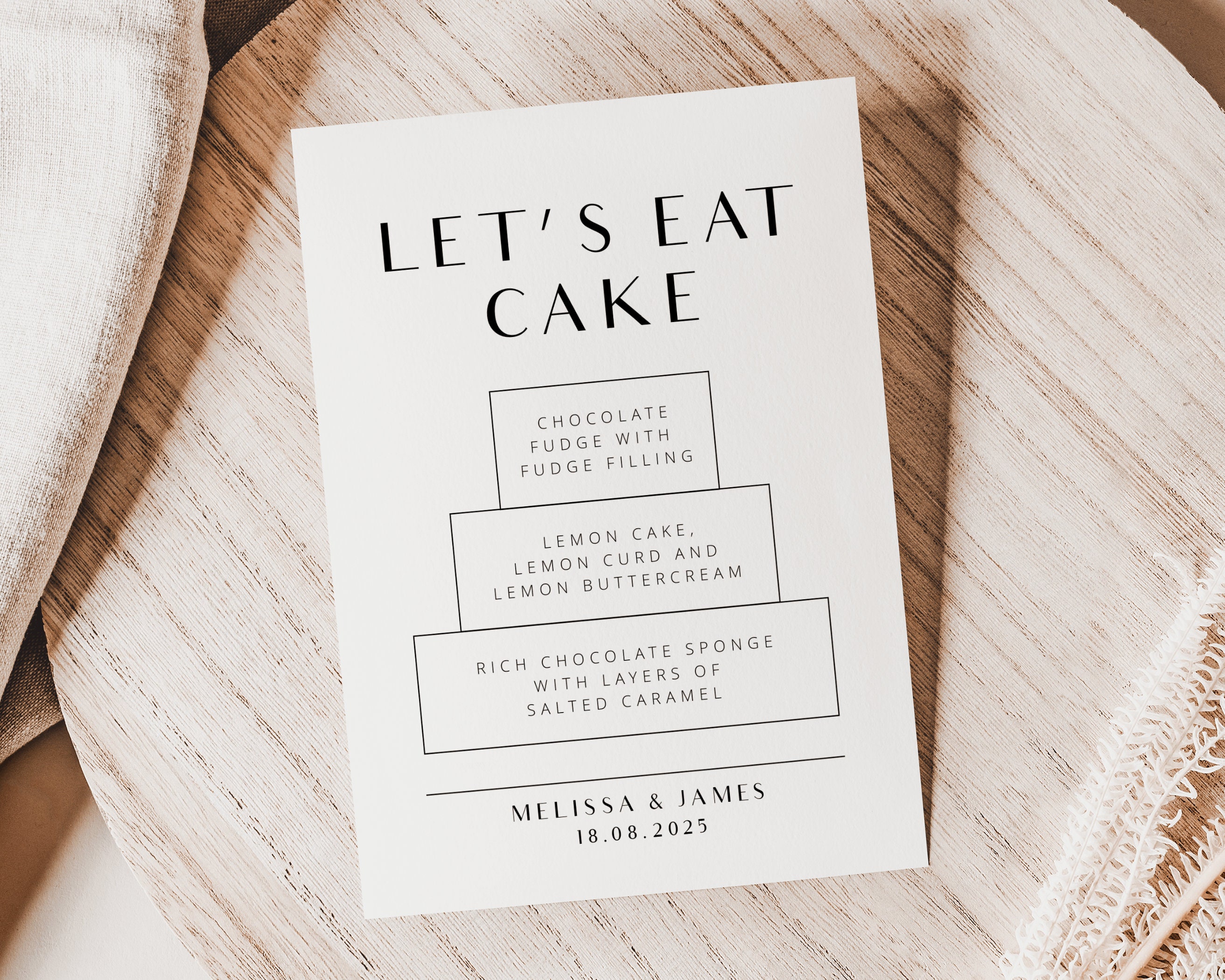 Modern Cake Menu Sign Template Minimalist Wedding Let's - Etsy