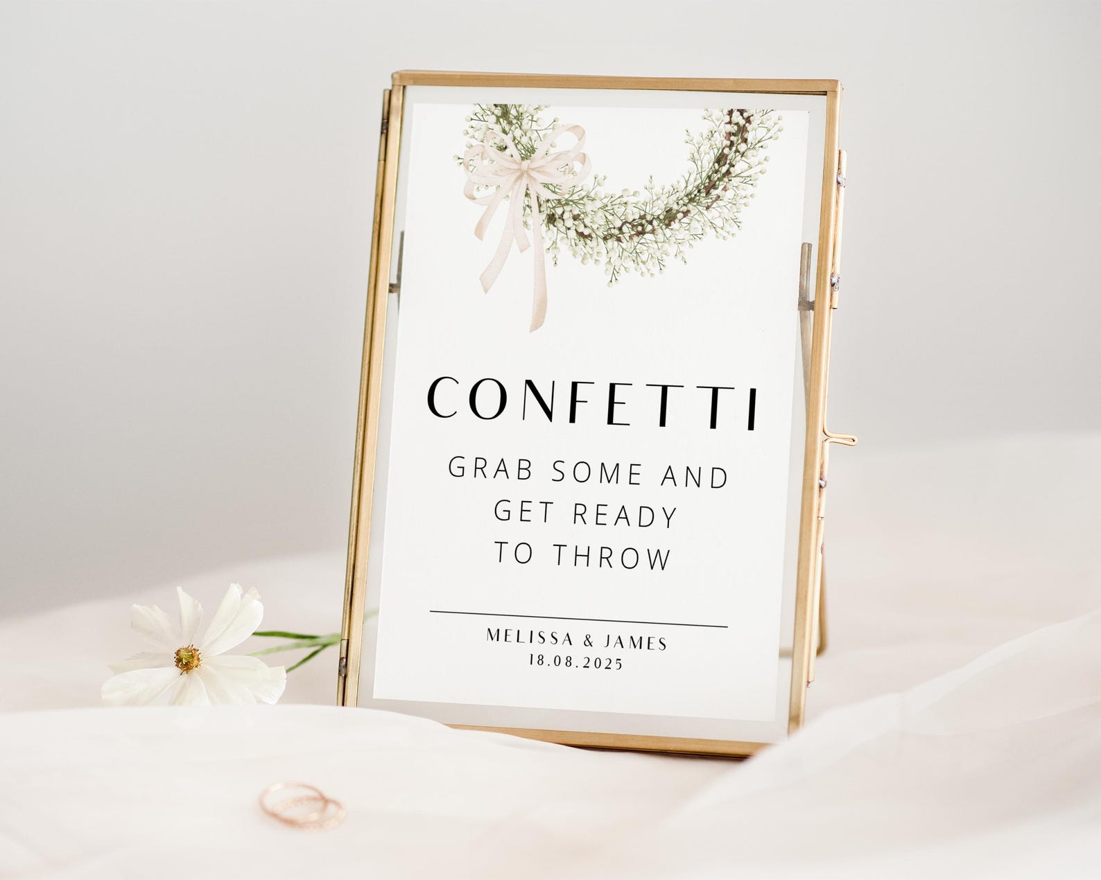 Sage Green Gypsophila Confetti Sign Template, Minimalistic Baby's ...