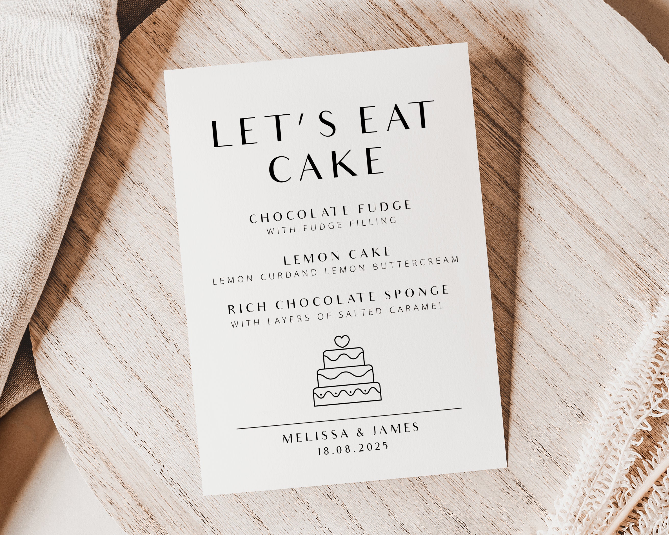 Modern Let's Eat Cake Sign Template, Printable Cake Menu, Minimalistic ...
