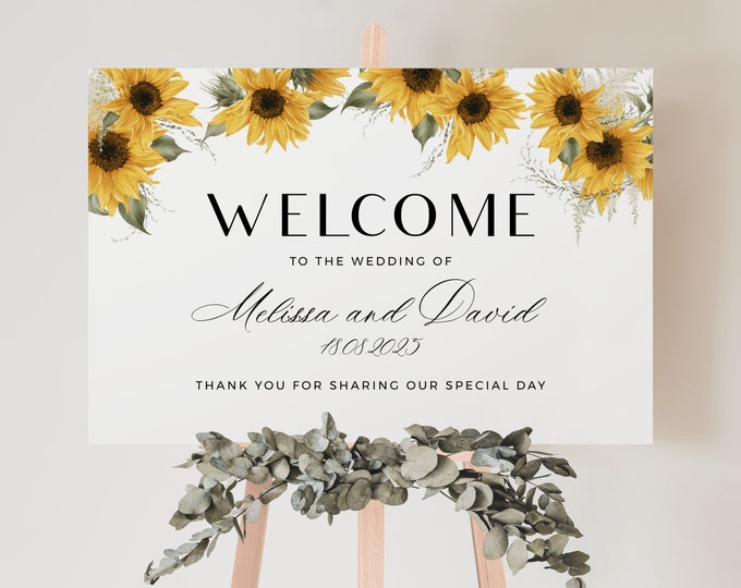 Sunflower Welcome Sign Large Sign, Wedding Bridal Baby Shower, Boho ...