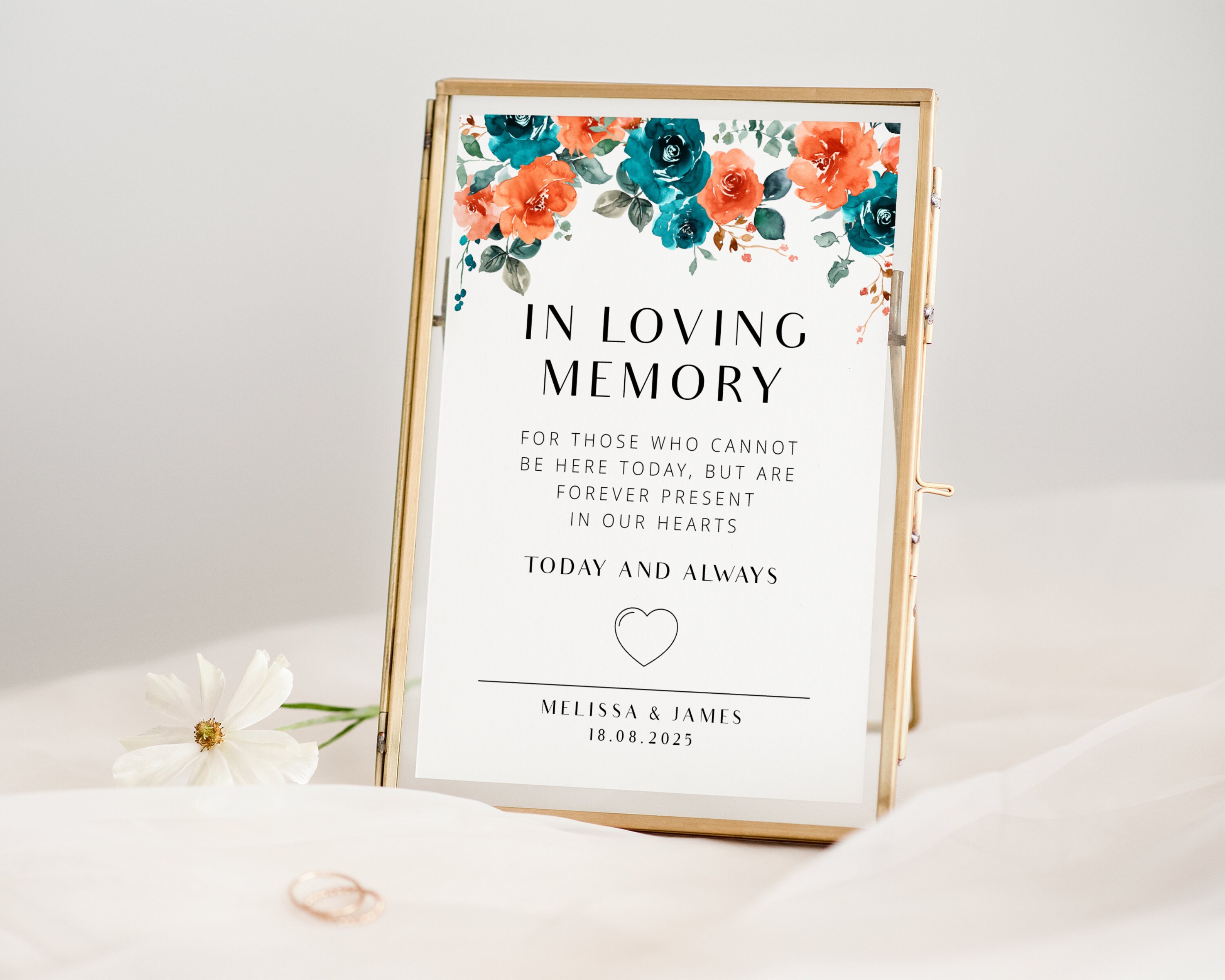 Teal Green in Loving Memory Sign Template, Burnt Orange Printable ...