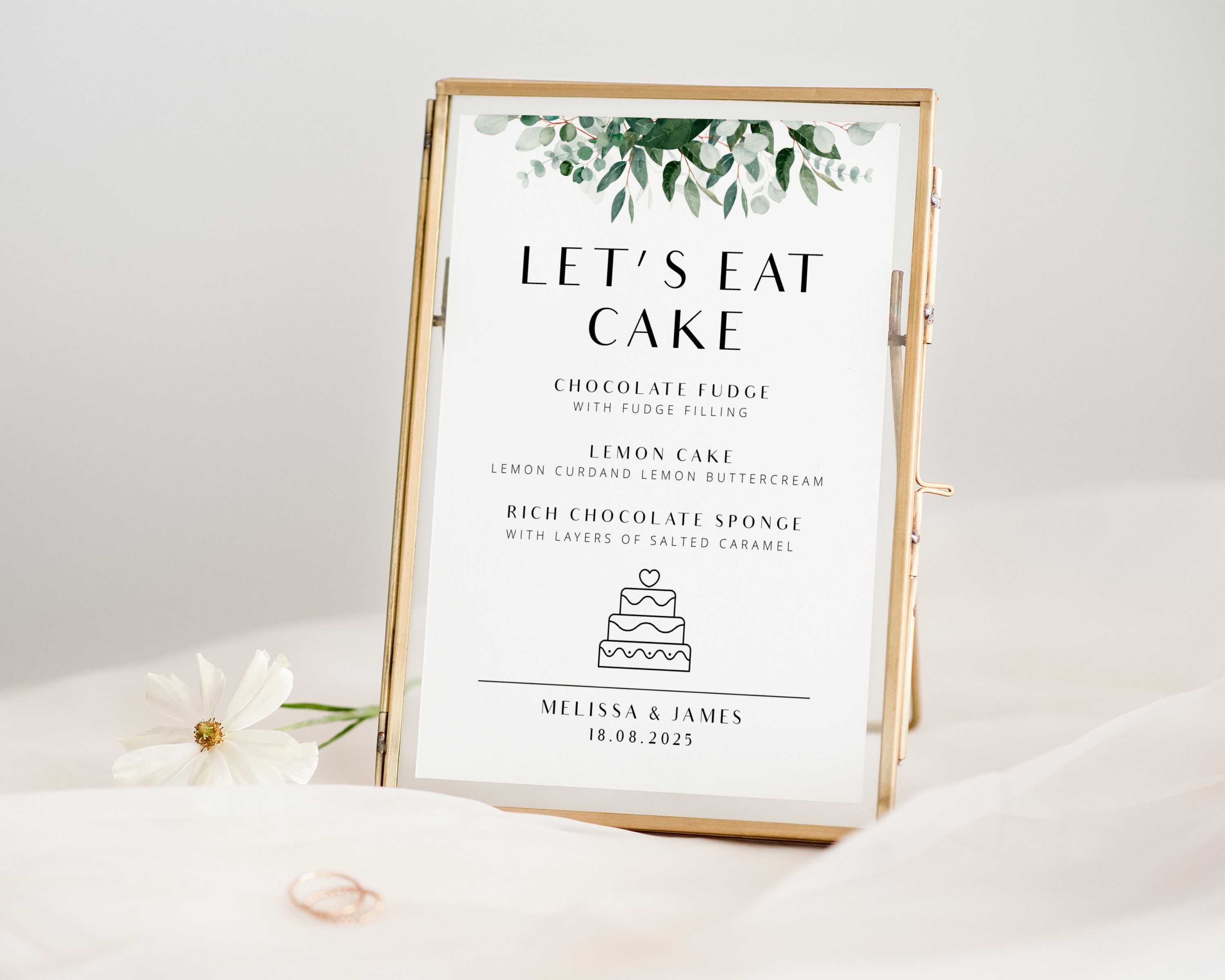 Modern Green Let's Eat Cake Sign Template, Printable Cake Menu ...