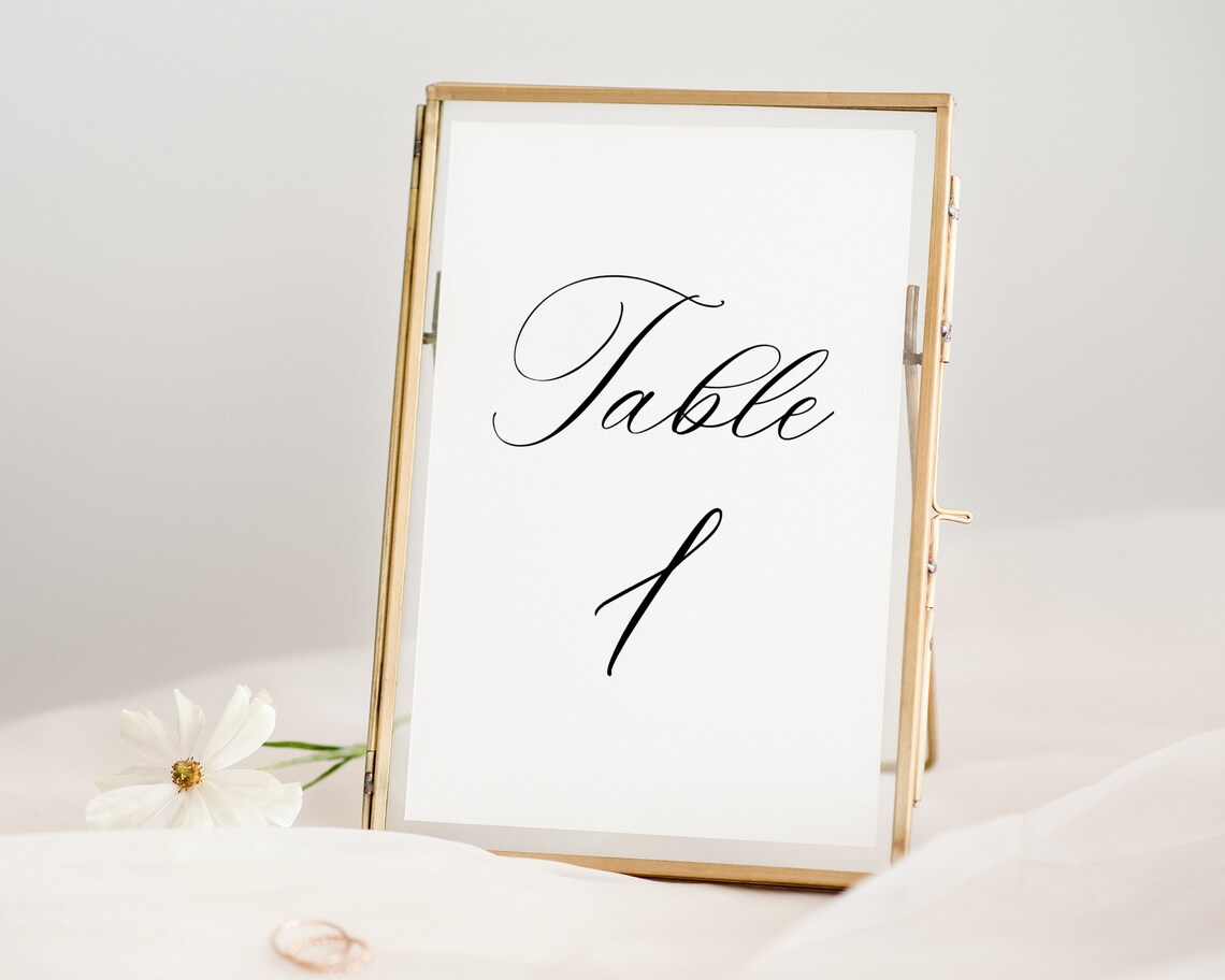 Minimalistic Table Number Template, Modern Calligraphy Printable Table ...