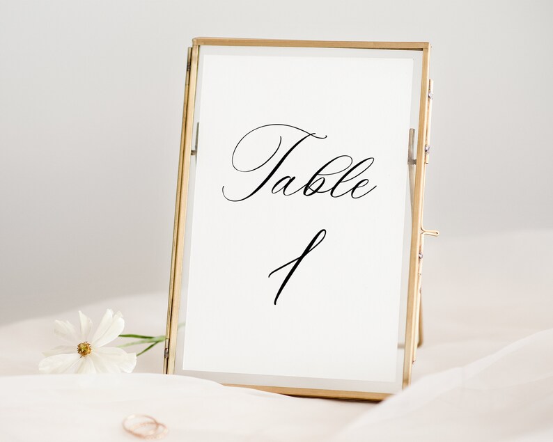 Minimalistic Table Number Template, Modern Calligraphy Printable Table ...