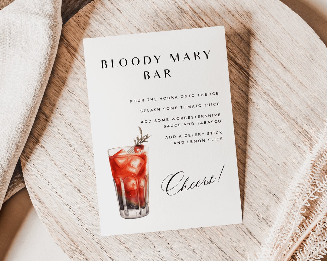 Minimalist Bloody Mary Bar Menu Template, Bar Menu With Icon, Modern ...