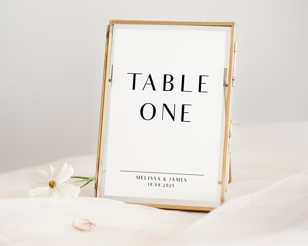 Modern Table Number Template, Minimalist Printable Table Card, Download ...