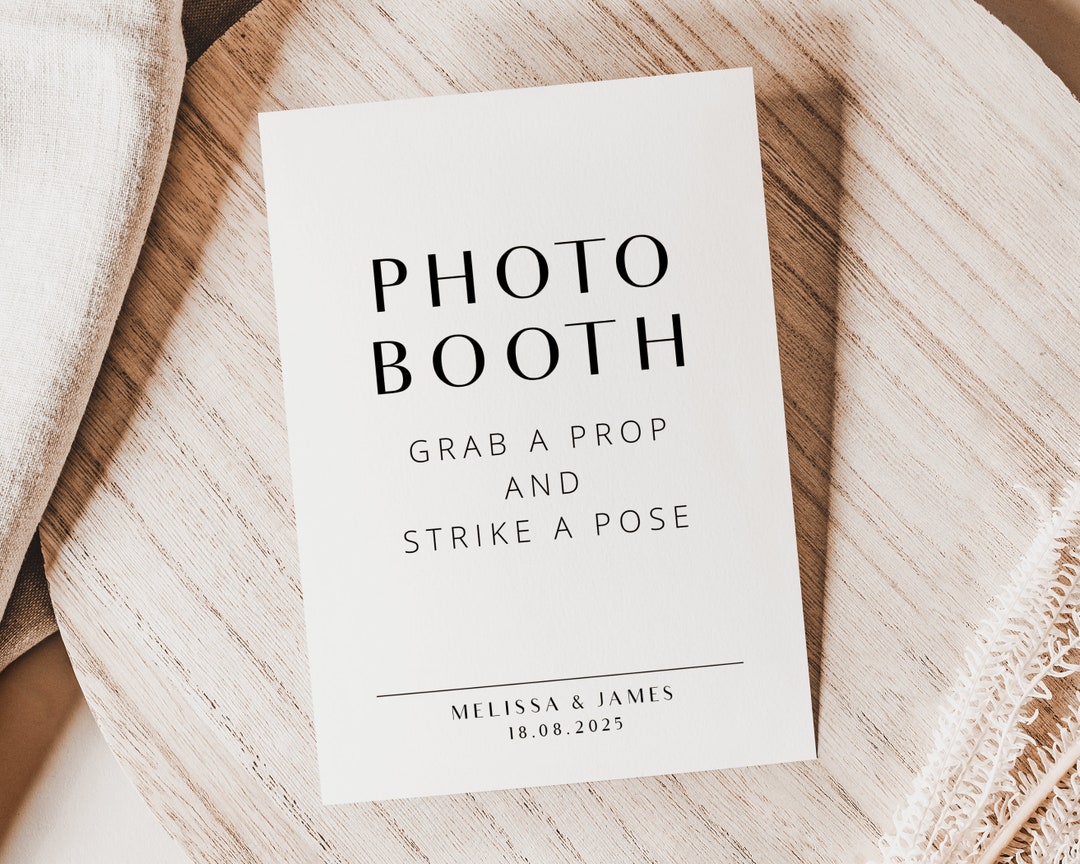 Modern Minimalist Photo Booth Sign Template, Printable Photo Booth ...