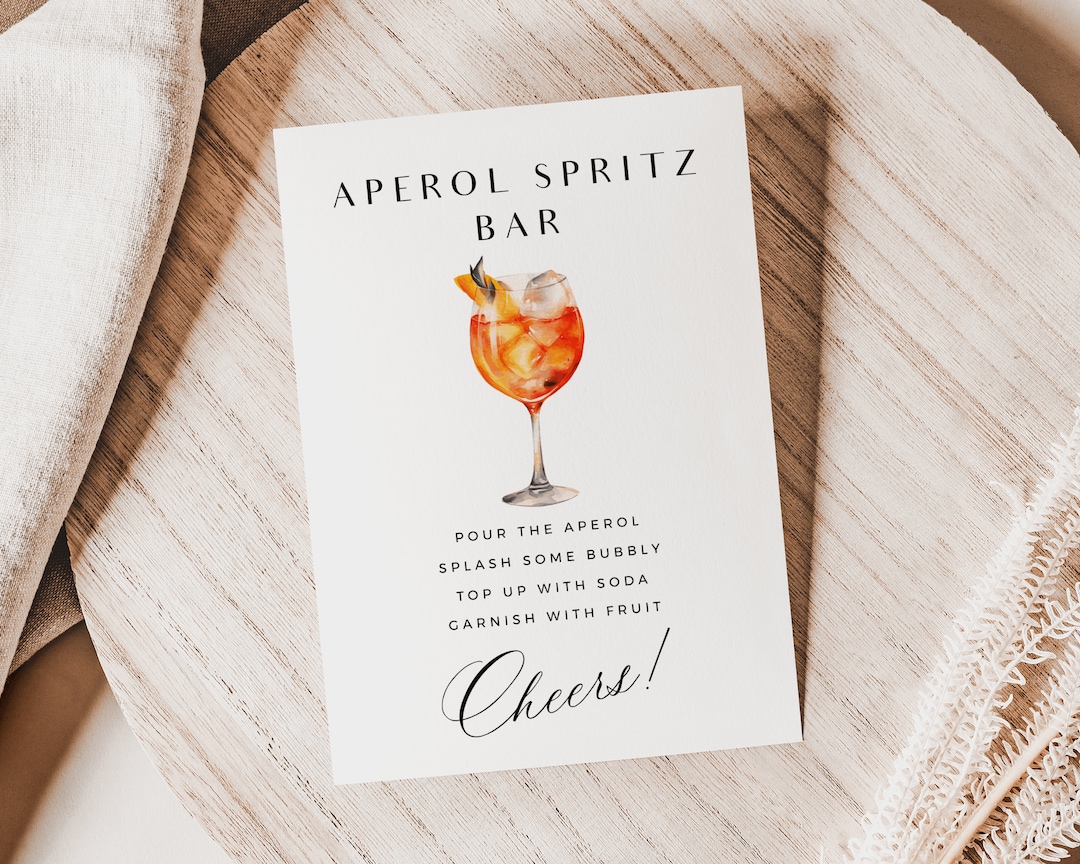 Minimalist Aperol Spritz Bar Menu Template, Bar Menu With Icon, Modern ...