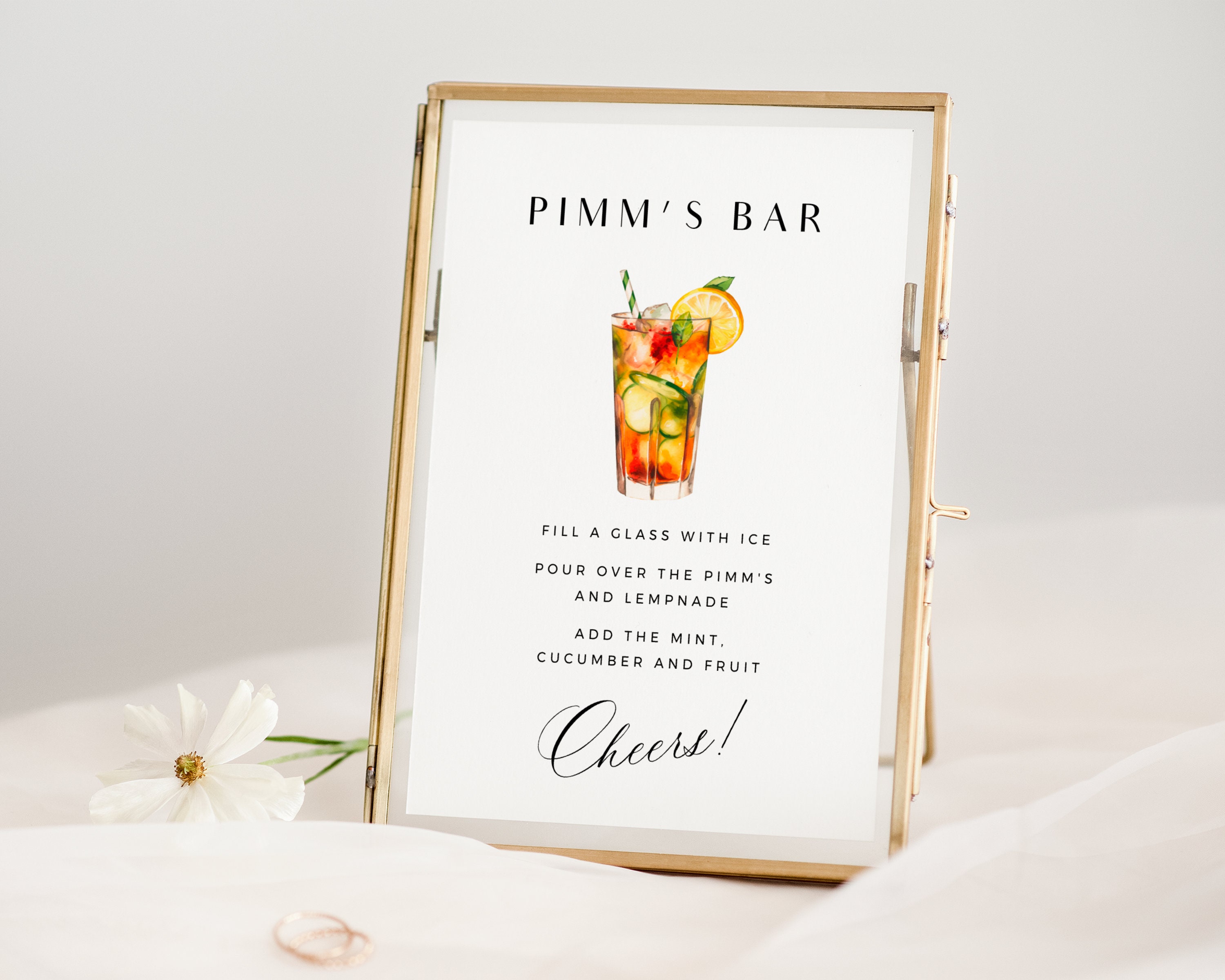 Minimalist Pimm's No.1 Bar Menu Template, Self-serve Pimm's Cup Poster ...