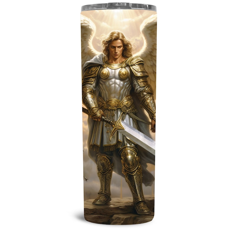Angel Wearing the Armor of God - 3D Sublimation 20 Oz Skinny Straight ...