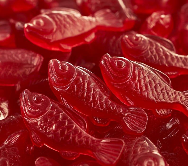 Red Gummy Fish up Close Sweetness 3D Sublimation Skinny Straight ...