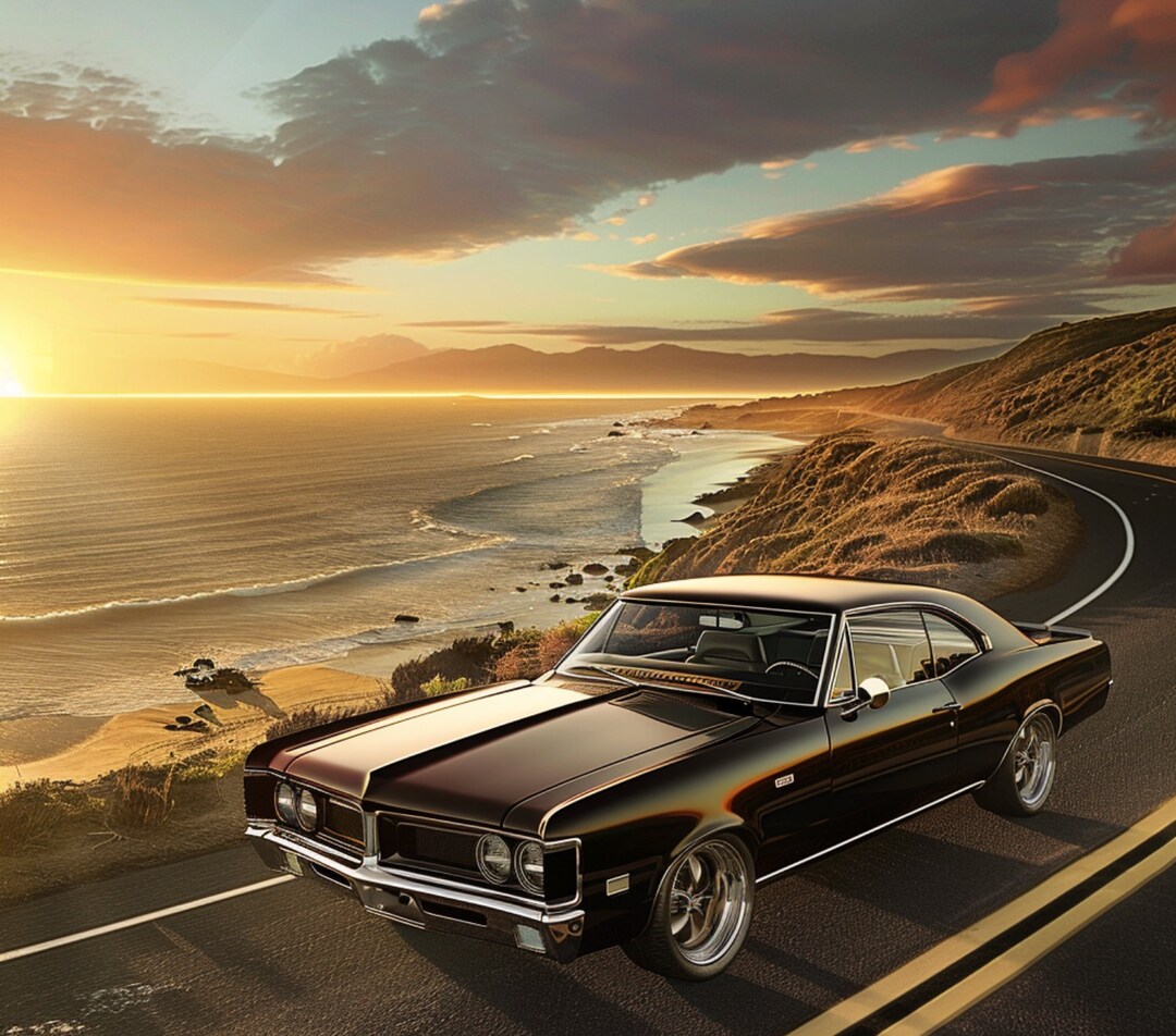 Classic 1967 Black Gto on a Ocean View Drive 3D Sublimation Skinny ...