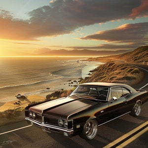 Classic 1967 Black Gto on a Ocean View Drive 3D Sublimation Skinny ...