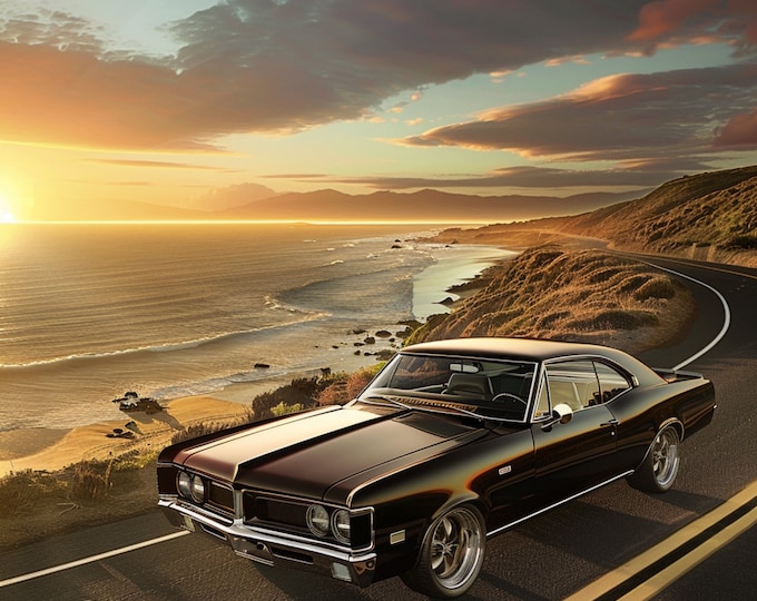 Classic 1967 Black Gto on a Ocean View Drive 3D Sublimation Skinny ...