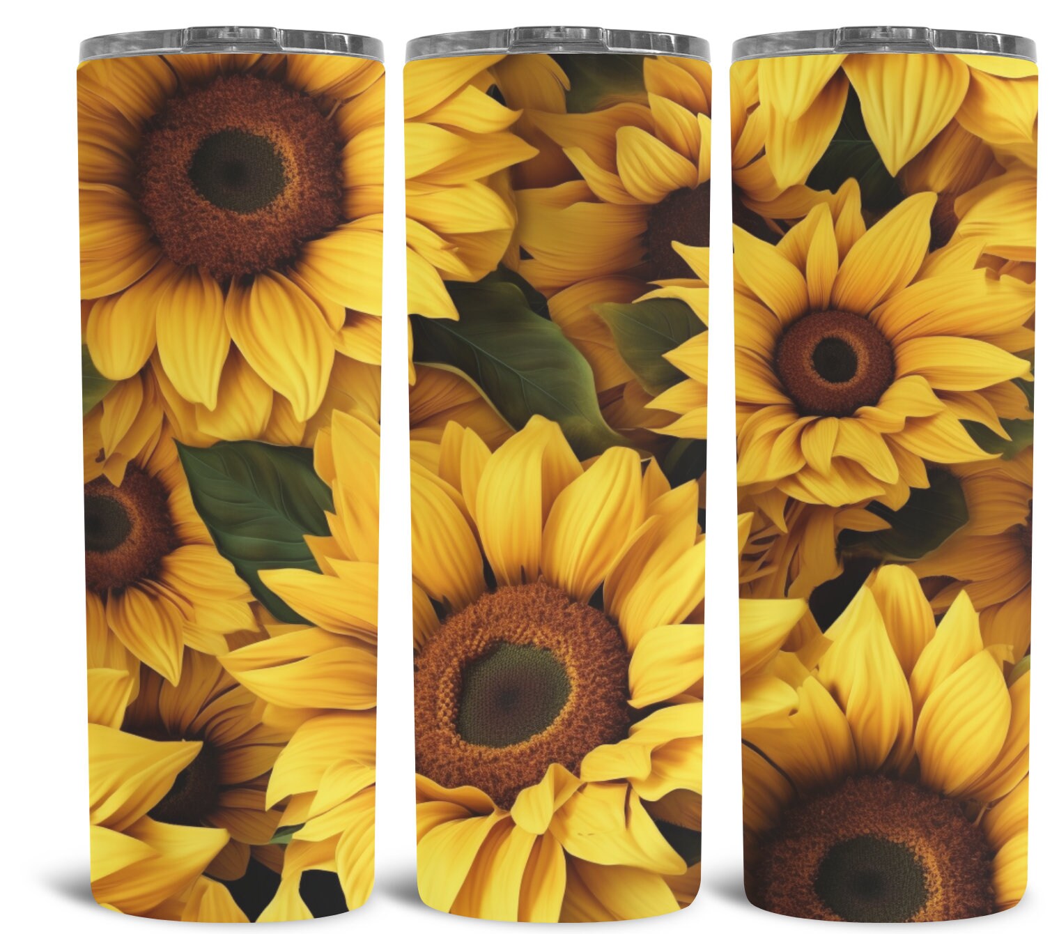 Bright Sunny Yellow Sunflowers Pattern 3D Sublimation 20 Oz Skinny ...