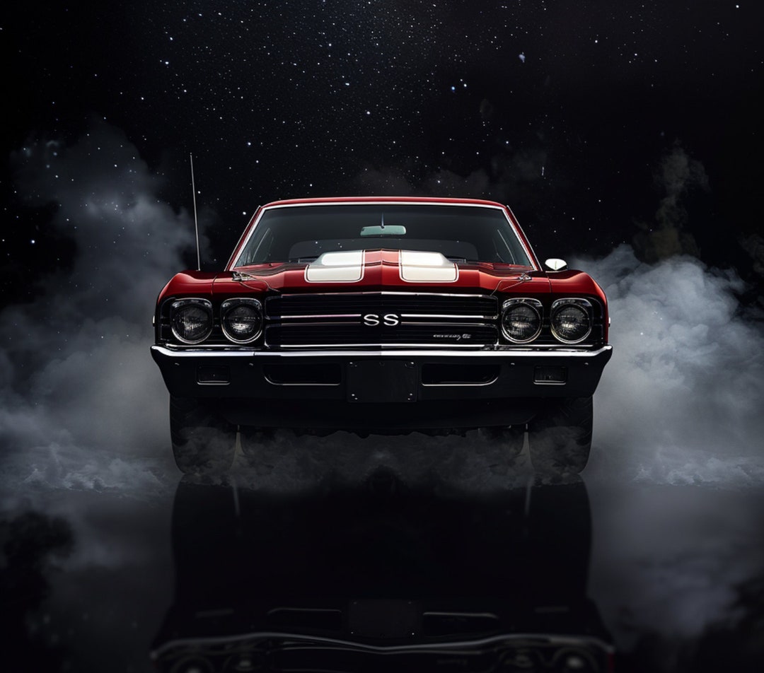 Classic 1969 Chevelle Ss Red With White Racing Stripe Smokey 3D ...