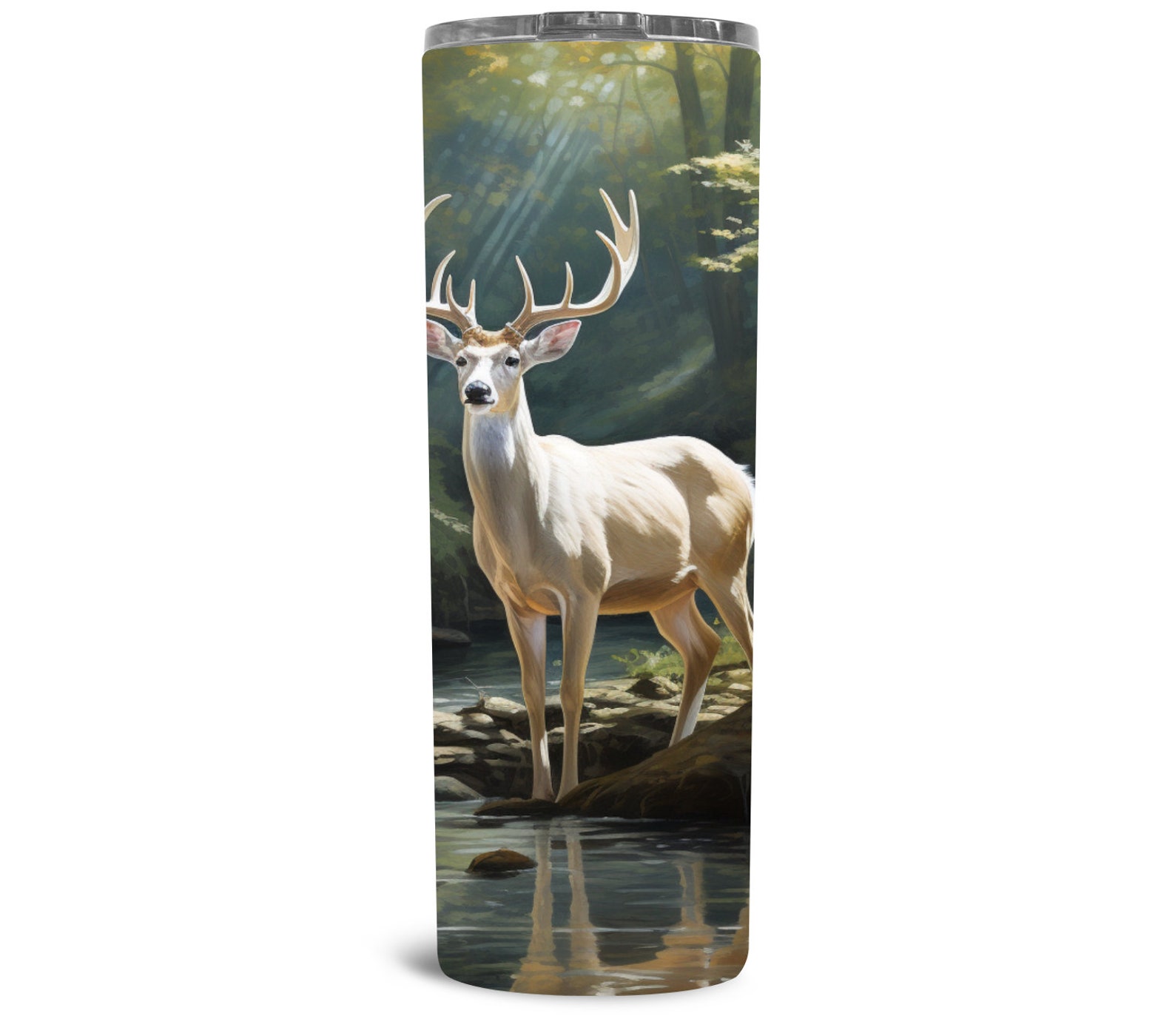 Infamous Ghost Deer Large Albino Whitetail Deer in Forest Setting - 3D ...