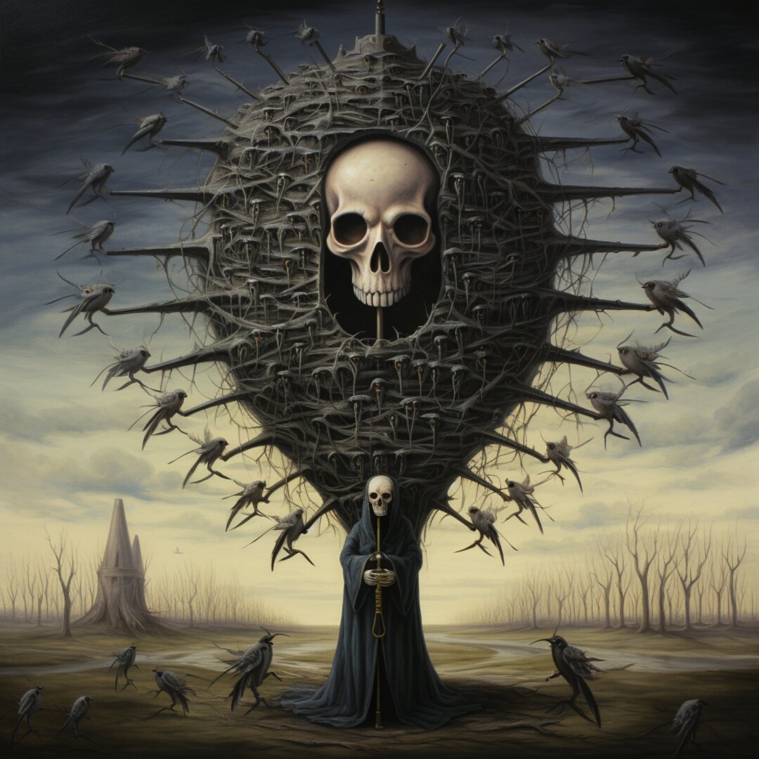 Macabre Surrealism Skull Tower 3D Sublimation 20 Oz Skinny Straight ...