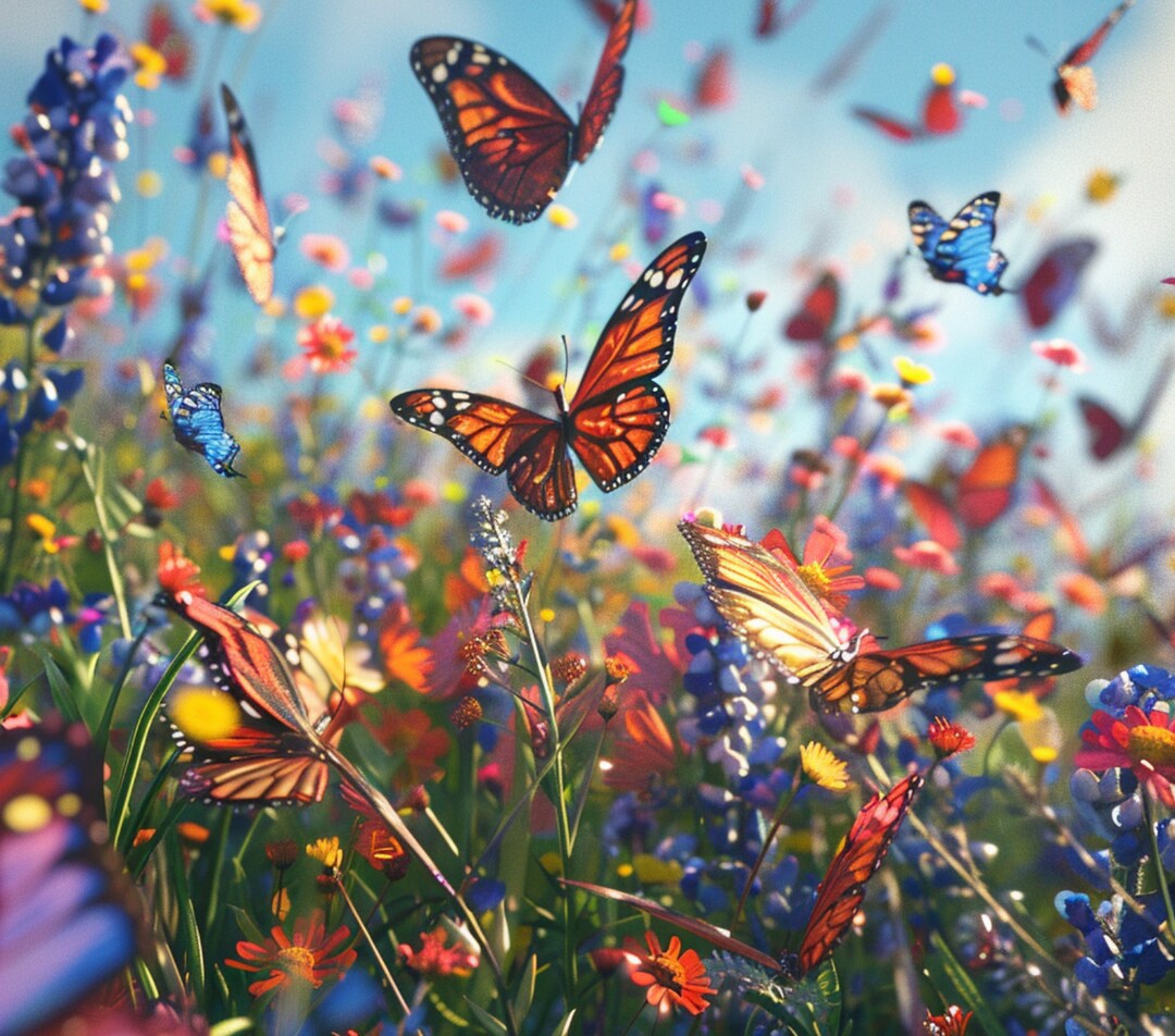 Beautiful Butterfly Swarm in Wildflowers 3D Sublimation 20 Oz Skinny ...