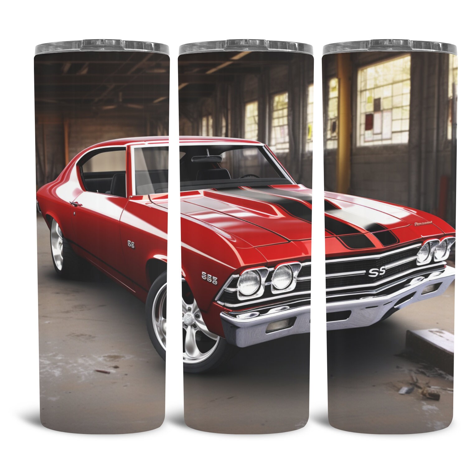 Classic Muscle Car 1969 Chevelle Ss Red With Black Stripes - 3D ...