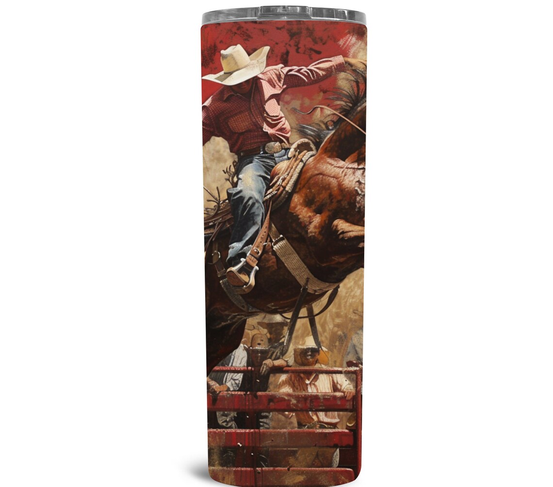 Cowboy and Rodeo Horse Jumping 3D Sublimation Skinny Straight Tumbler ...