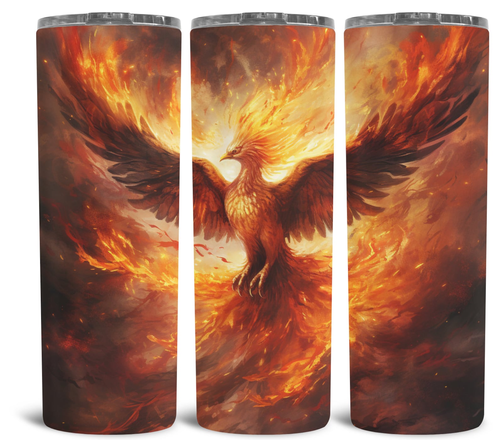Fiery Phoenix Rising - 3D Sublimation 20 Oz Skinny Straight Tumbler ...