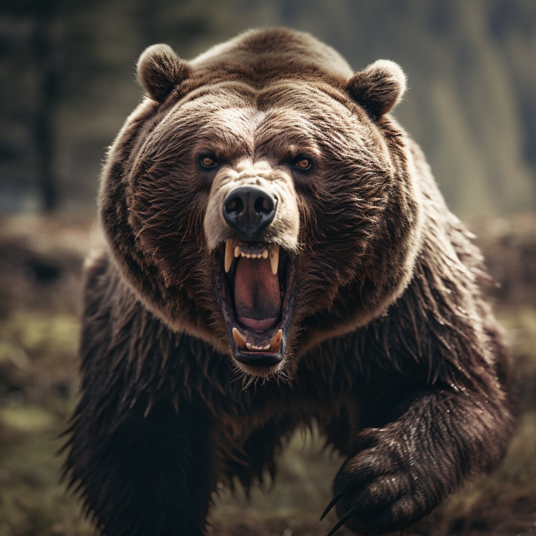 Huge Charging Grizzly Bear 3D Sublimation 20 Oz Skinny Straight Tumbler ...