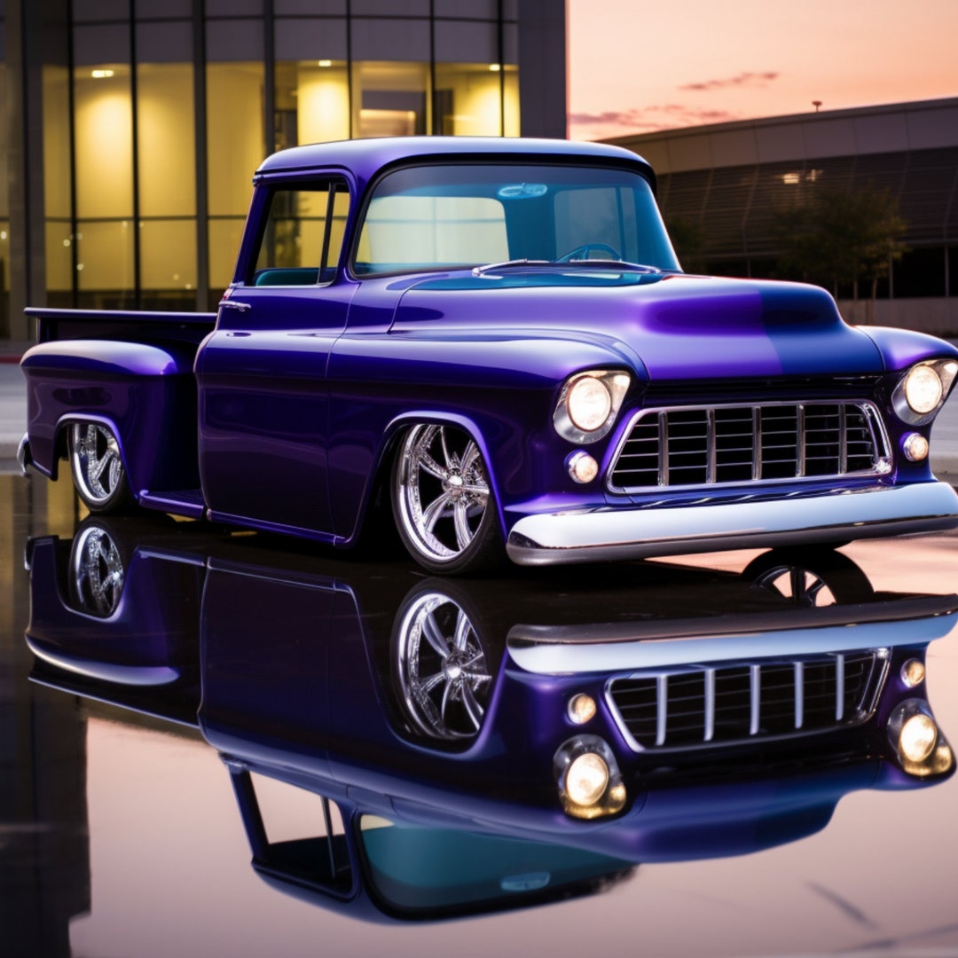 Classic 1955 Purple Chevrolet Pickup Truck- 3D Sublimation 20 Oz Skinny ...
