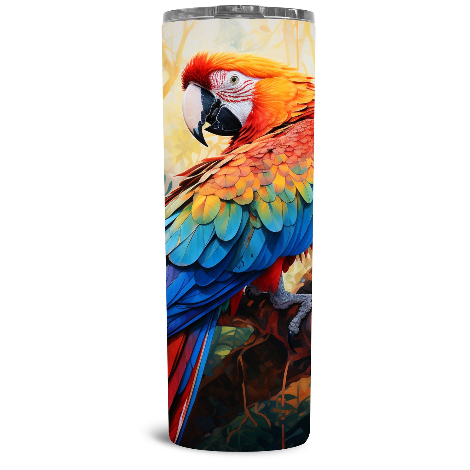 Colorful Perched Maccaw 3D Sublimation 20 Oz Skinny Straight Tumbler ...