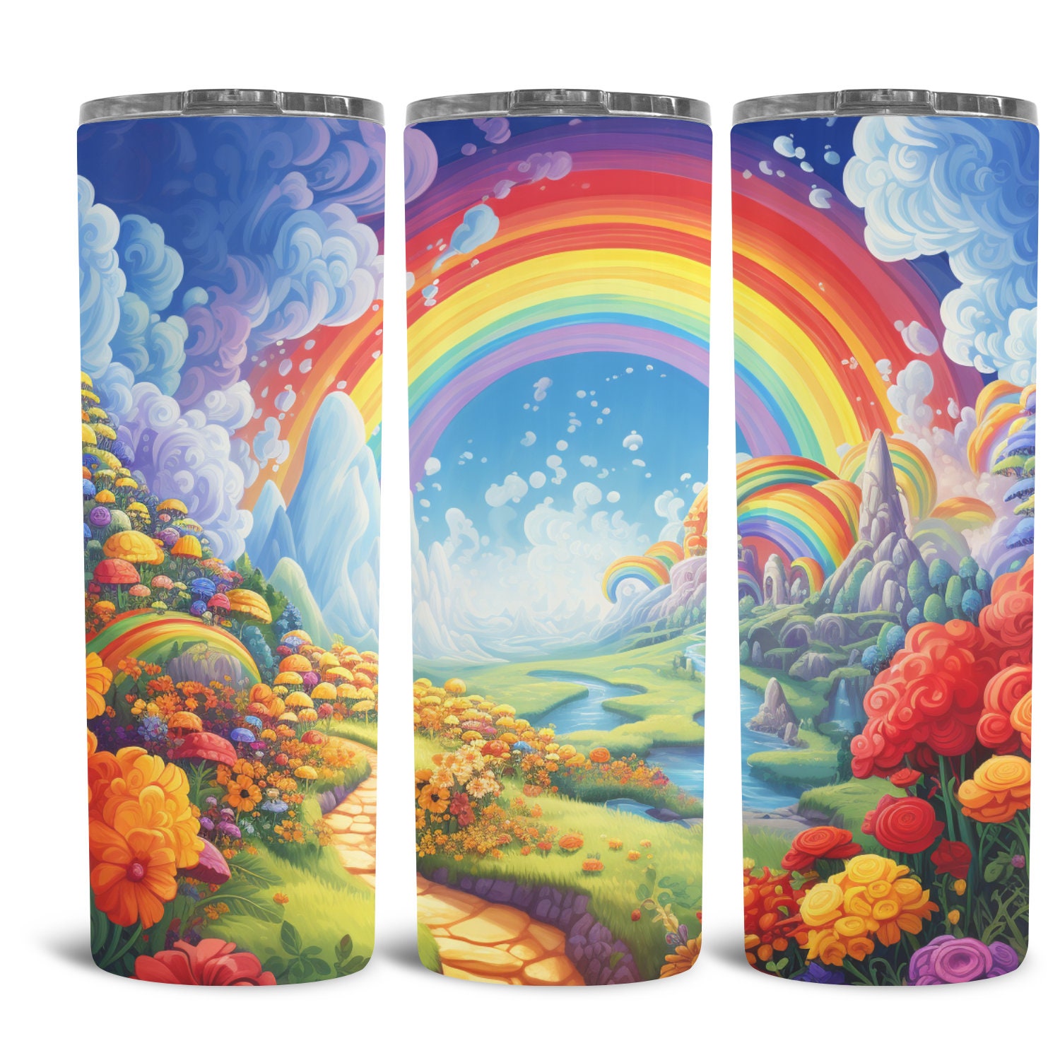 Rainbow Land Happy Place 3D Sublimation 20 Oz Skinny - Etsy