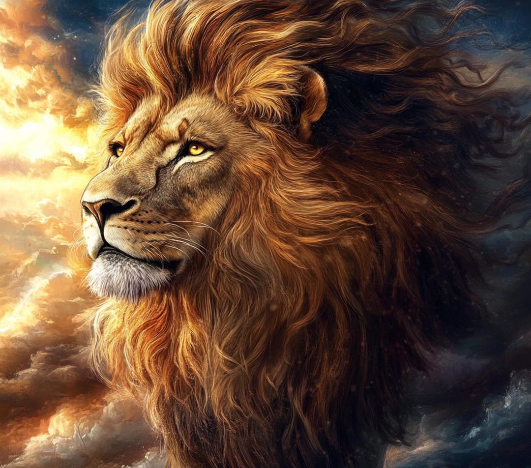 Majestic King Heavenly Lion of Judah Portrait in Clouds 3D Sublimation ...