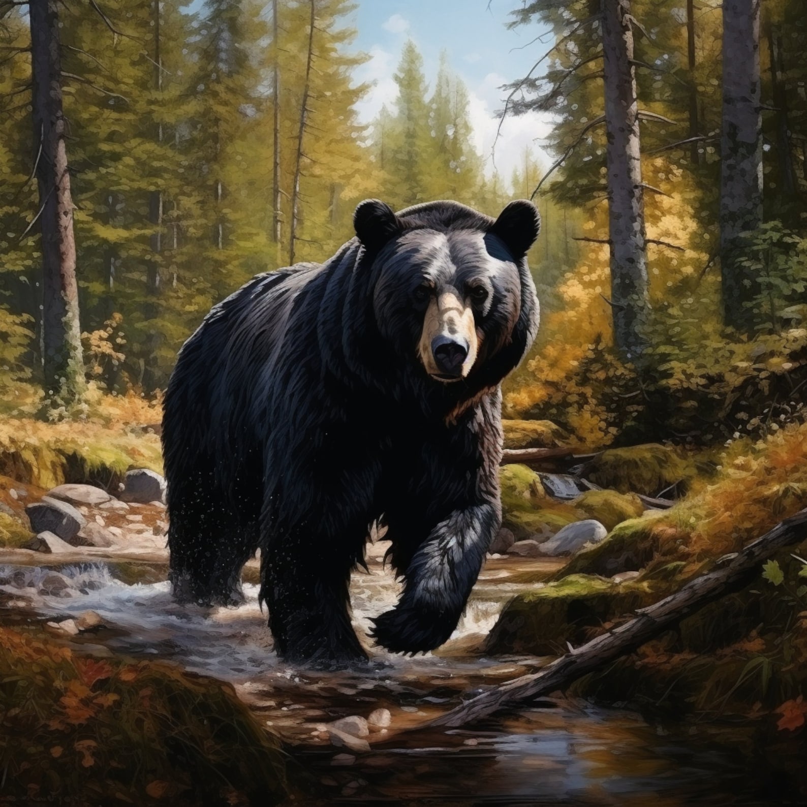 Beautiful Black Bear Walking Through the Forest - 3D Sublimation 20 Oz ...