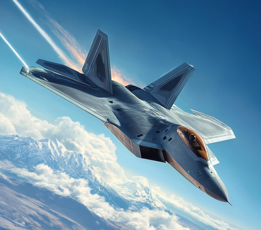 Military F-22 Raptor Fighter Jet Executing Flight Mission 3d ...