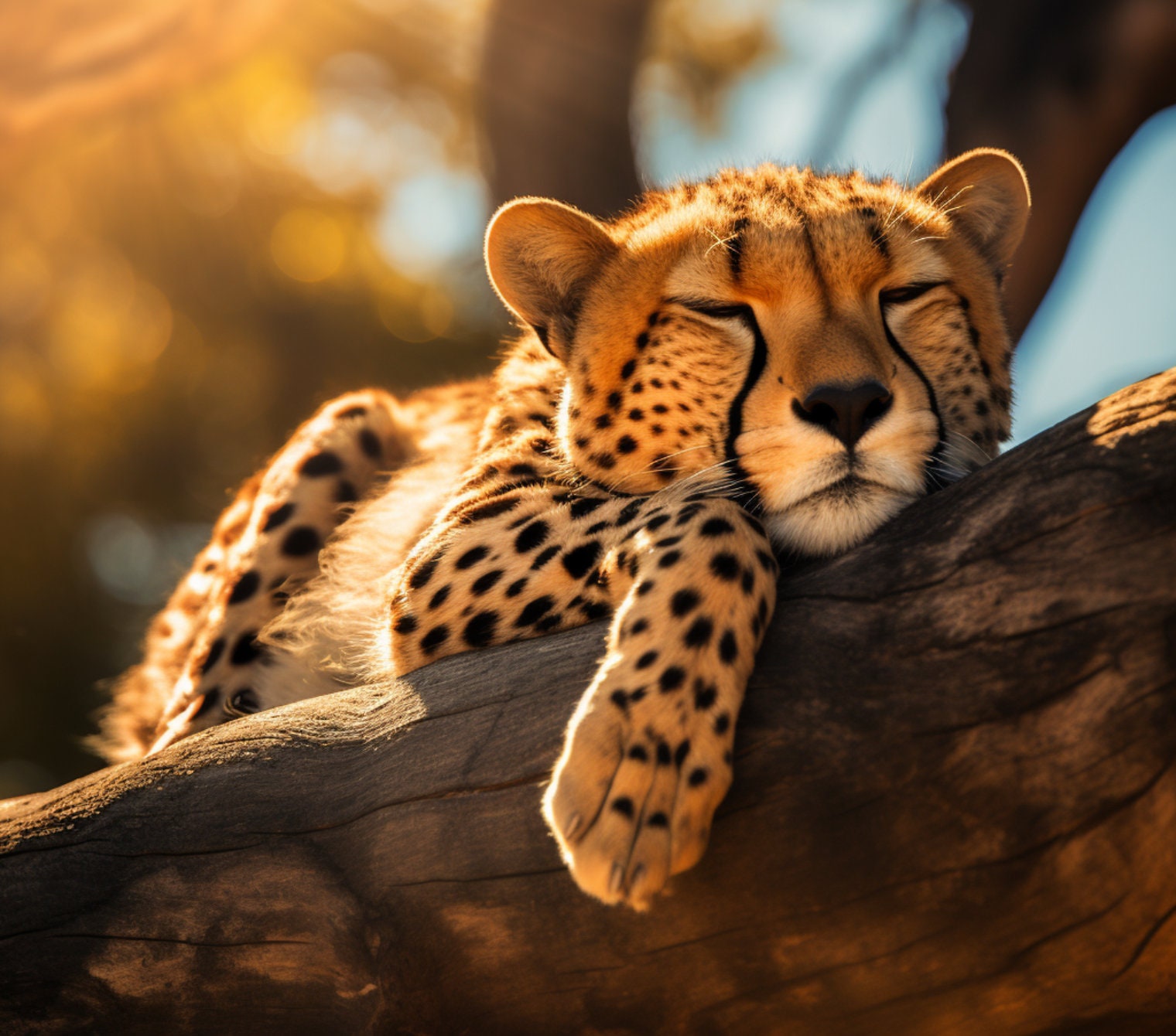 Young Cheetah Napping in a Tree 3d Sublimation 20 Oz Skinny Straight ...