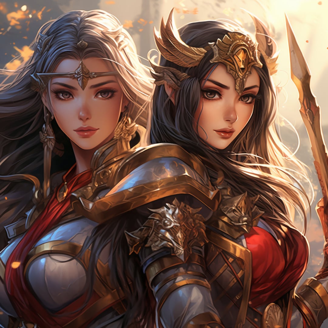 Elven Princess Twins Warriors Fantasy Art 3D Sublimation 20 - Etsy