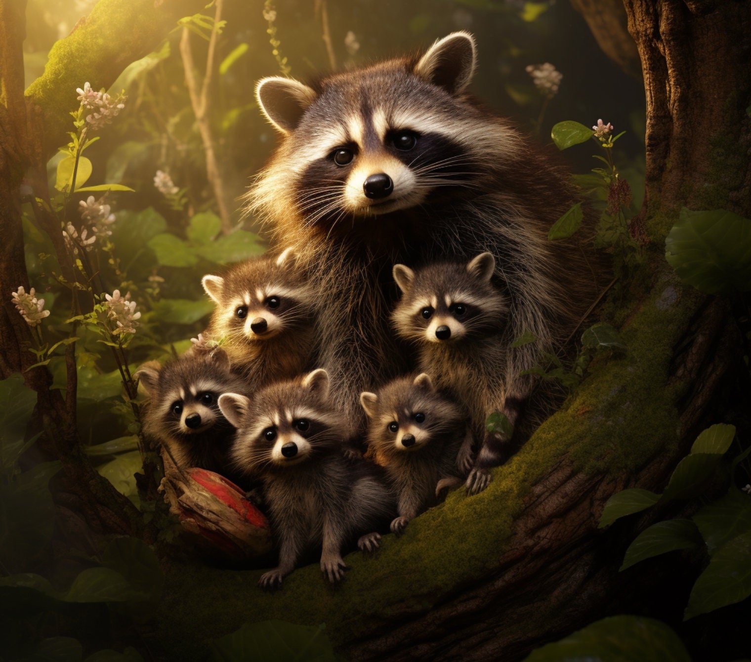 Family of Raccoons in A Tree - 3D Sublimation 20 Oz Skinny Straight ...