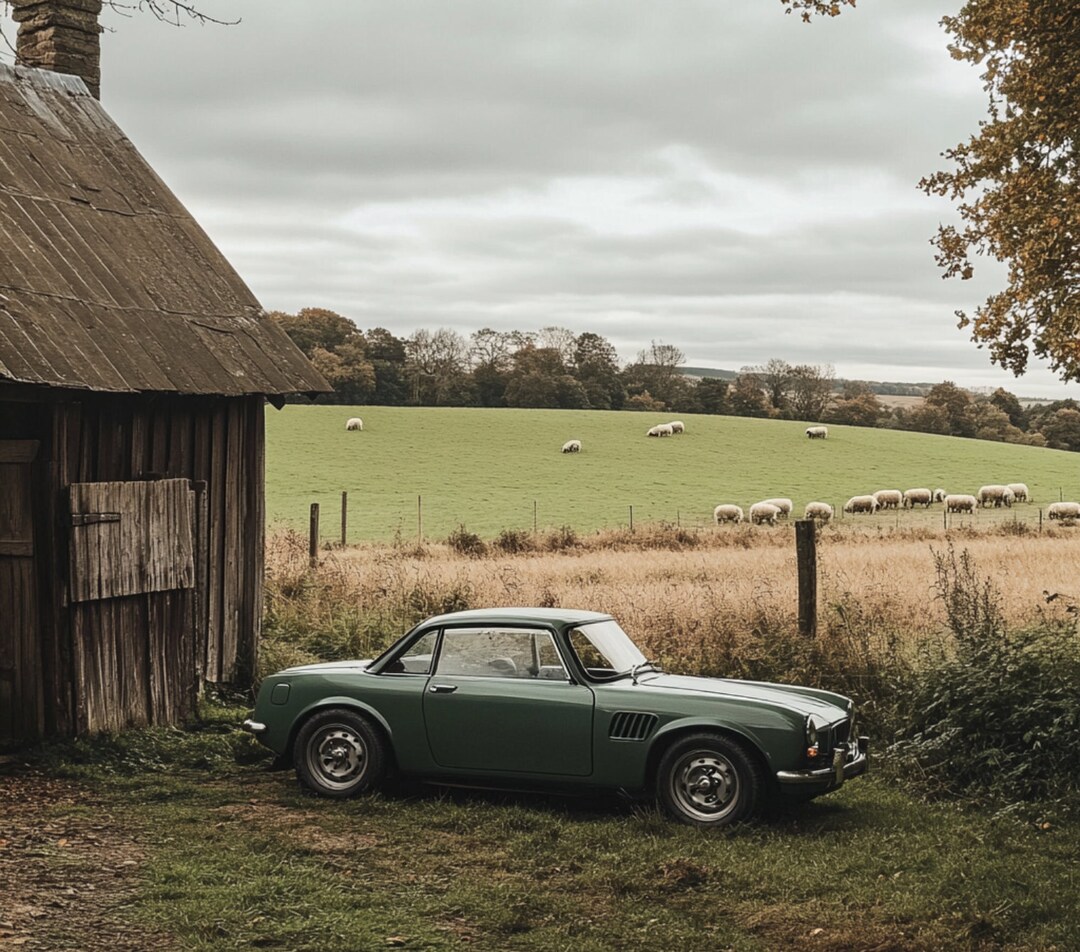 Classic BMC 1973 Mg Midget Hardtop Parked at Old Barn 3D Sublimation ...