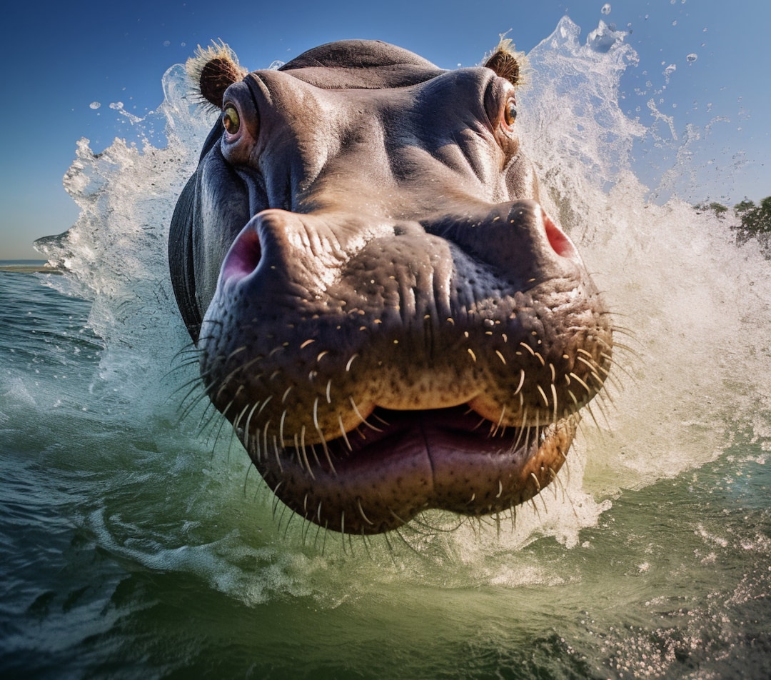 3D Hippopotamus Head Breaking Through the Water 3D Sublimation 20oz ...