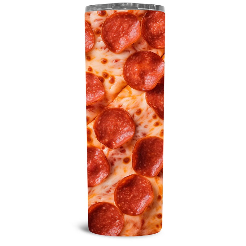 Hot Cheesy Pepperoni Pizza Pattern - 3D Sublimation 20 Oz Skinny Straight Tumbler Wrap - 300 DPI ...