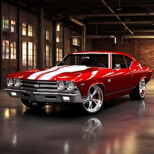 Classic Muscle Car 1969 Chevelle SS Red With White Stripes - 3D ...