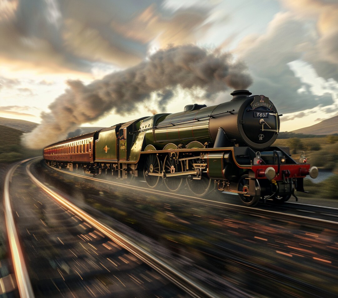 1927 Historic British Steam Engine Passenger Train 3D Sublimation ...