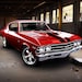 Classic Muscle Car 1969 Chevelle Ss Red With Black Stripes 3D ...